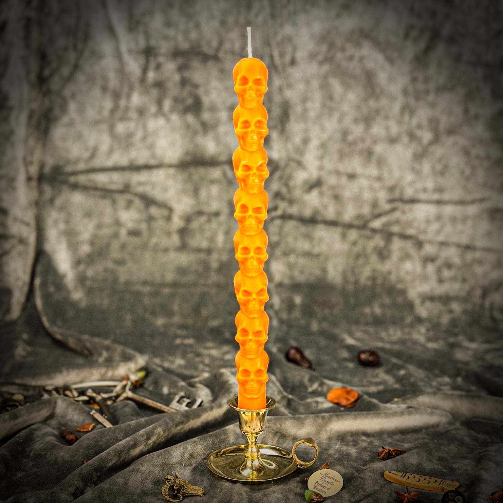 Beeswax Eight Day Skull Taper Spell Candle - Parlour of Wonders
