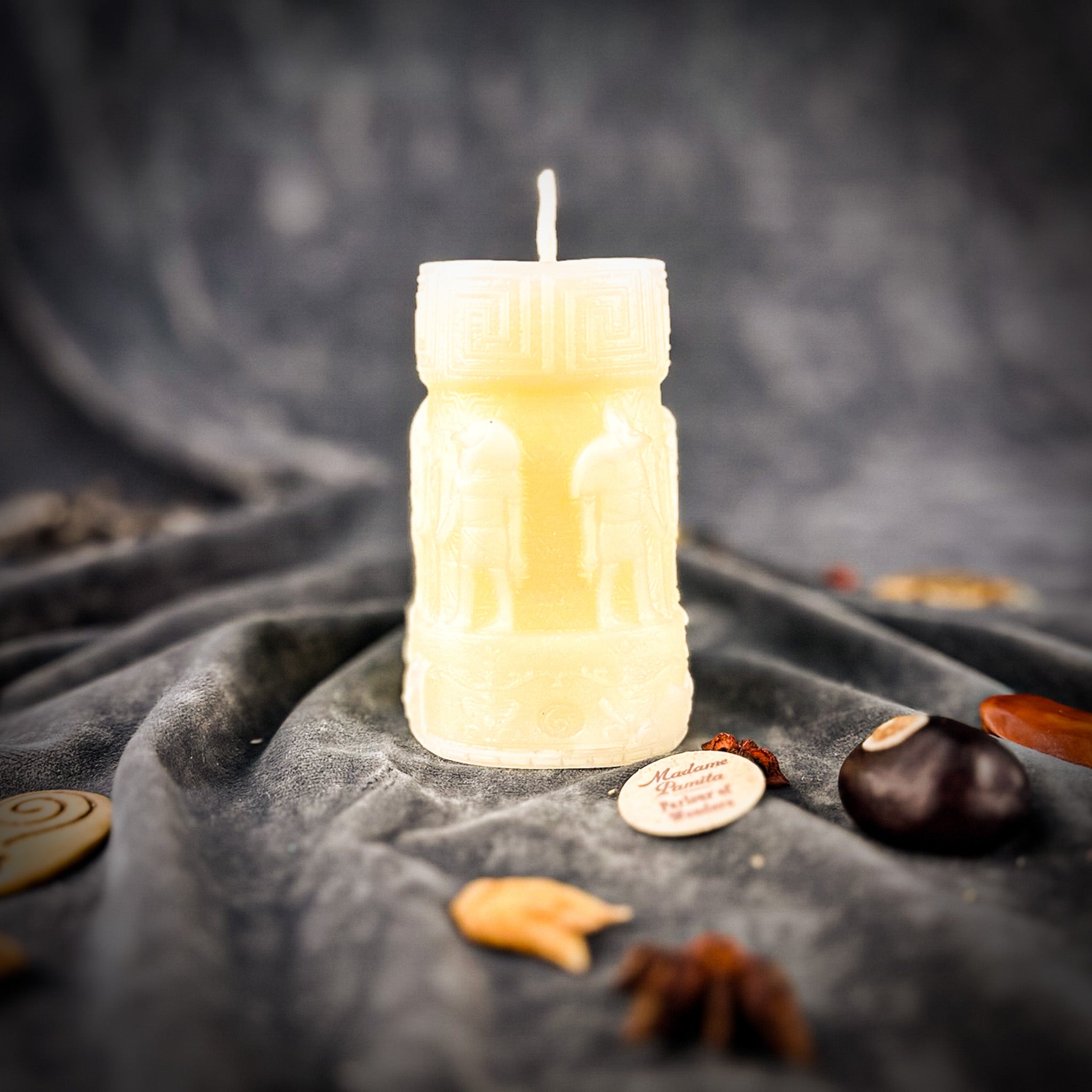 Beeswax Anubis and Horus Egyptian Pillar Spell Candle - Parlour of Wonders