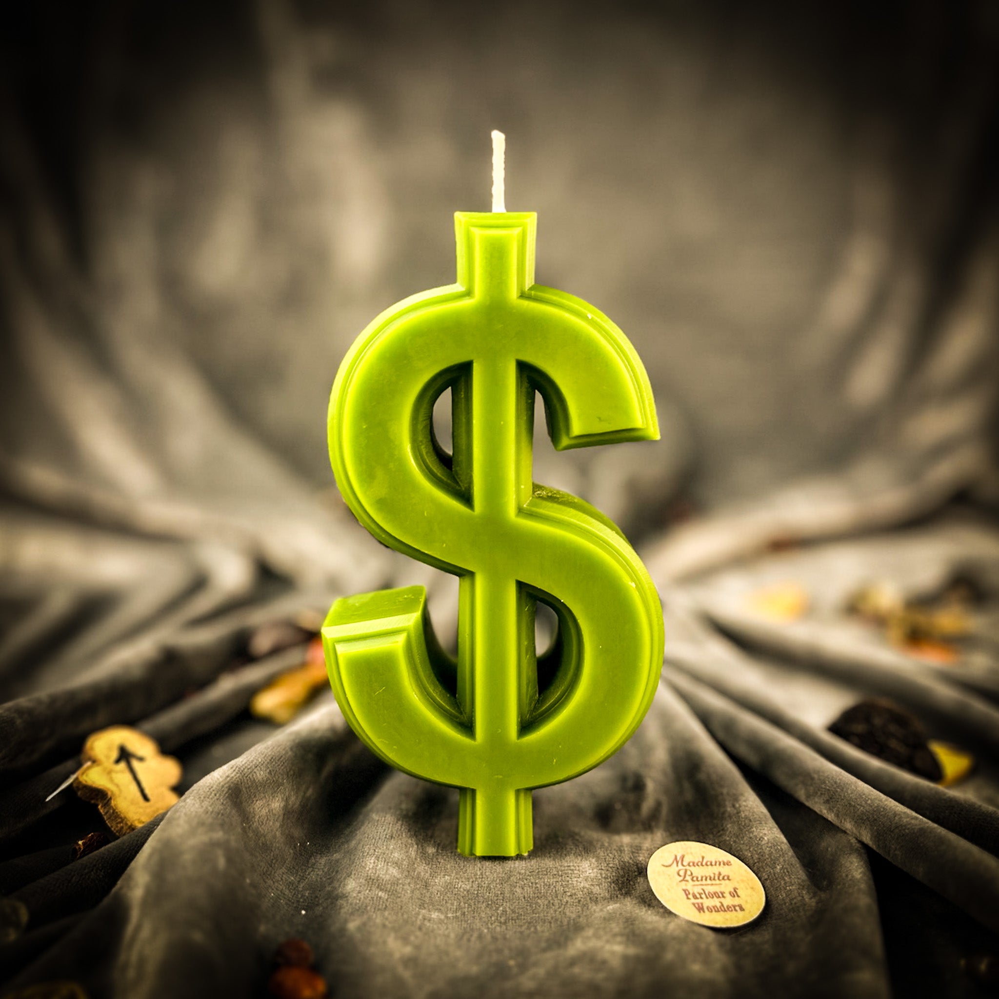 Beeswax Dollar Sign Spell Candle - Parlour of Wonders