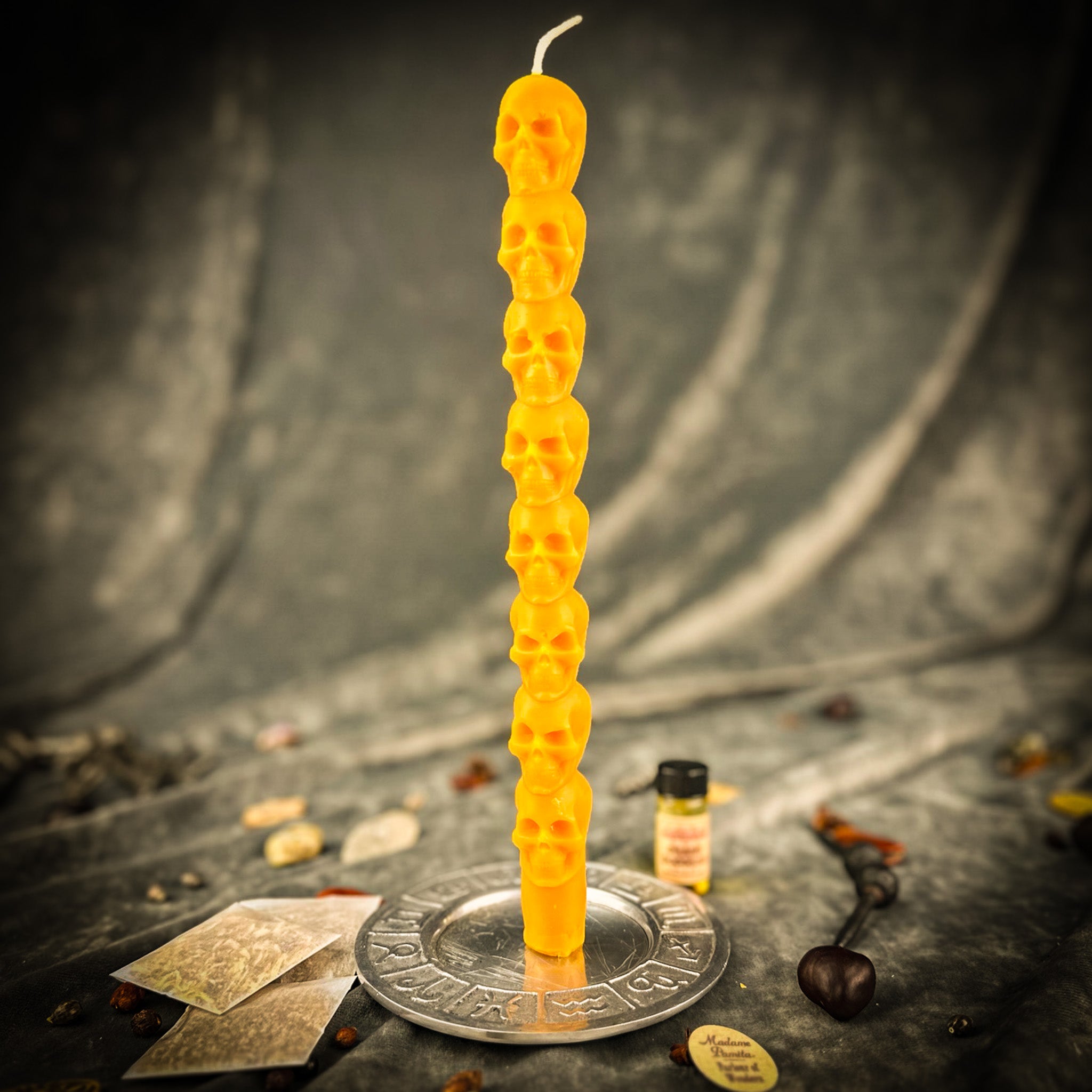 Eight Day Skull Taper Candle Spell Kit - Mind Influence & Ancestral Wi ...